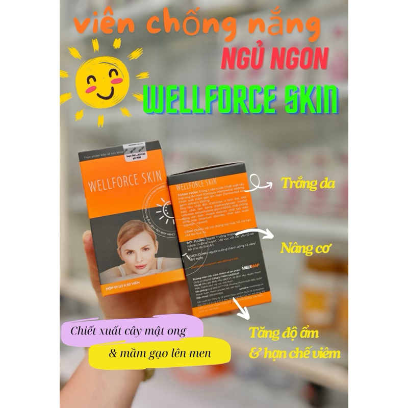 Viên uống chống nắng ngủ ngon WELLFORCE SKIN - Hỗ trợ chống oxy hóa da, hạn chế lão hóa da ...
