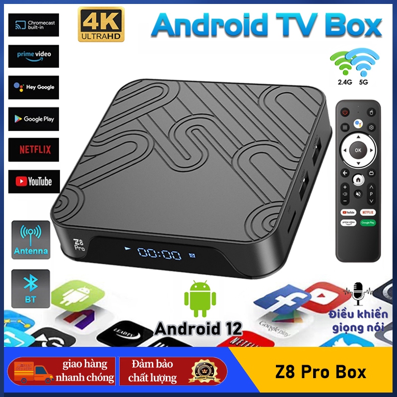 Android TV Box Z8 pro,Dual Wifi 2.4 và 5Ghz,Kết nối Bluetooth,độ phân ...