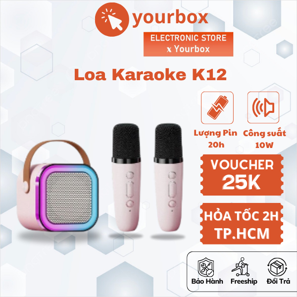 Loa Bluetooth Karaoke Mini K12 kèm mic không dây công suất 10W, Có Thể Thay Đổi Giọng, Dễ Sử ...