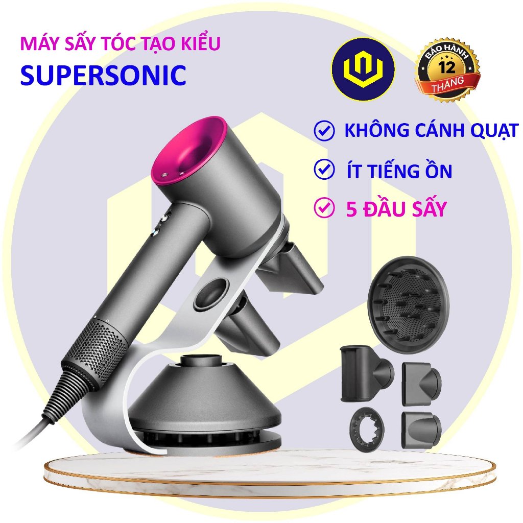 Máy sấy tóc super sonic (sấy siêu tốc) tạo ION ÂM dưỡng tóc mềm, 2 ...