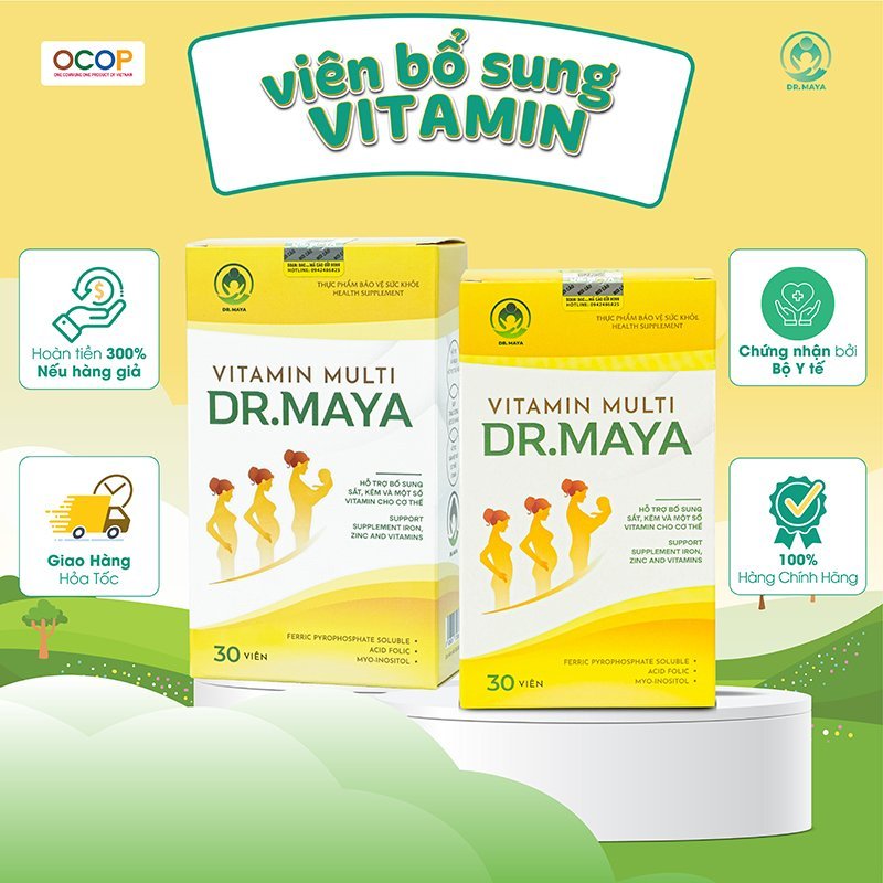 Vitamin tổng hợp, Vitamin Multi Dr.maya 30 viên bổ sung sắt, kẽm hỗ trợ ăn ngon giảm mệt mỏi ...