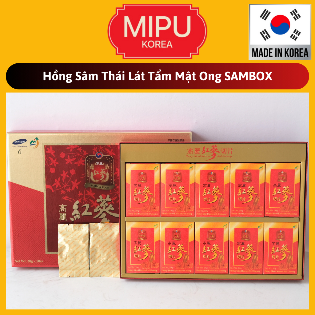 (Date 12/2026) Hồng Sâm Thái Lát Tẩm Mật Ong 200g SAMBOX Hàn Quốc Hộp ...