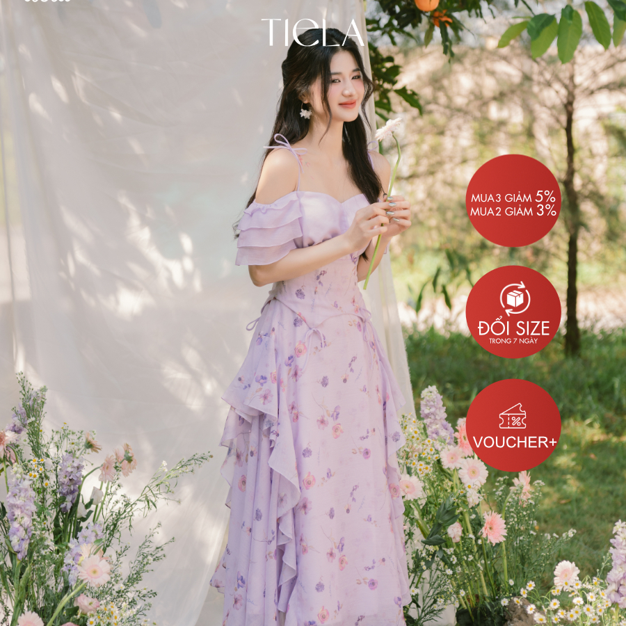 TIELA Đầm váy hoa hồng tím - Melanie Dress | Shopee Việt Nam