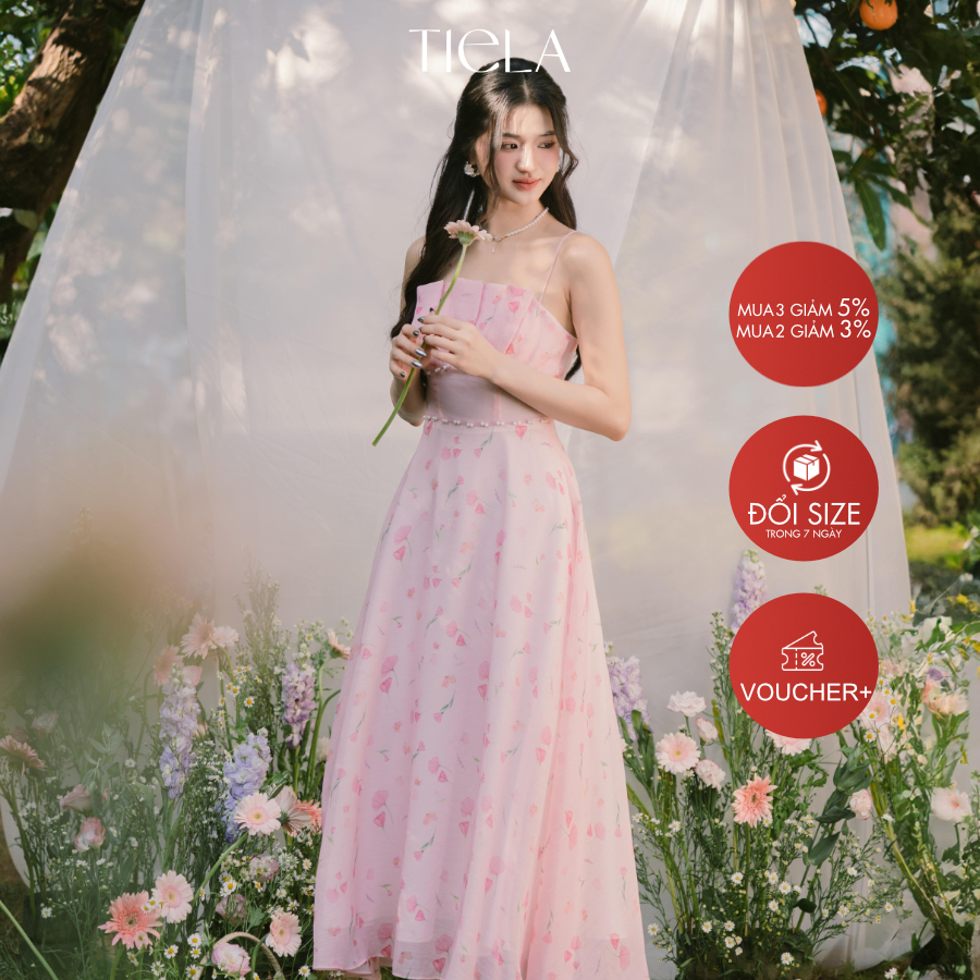 TIELA Đầm váy hoa hồng đào - Peaches Dress | Shopee Việt Nam