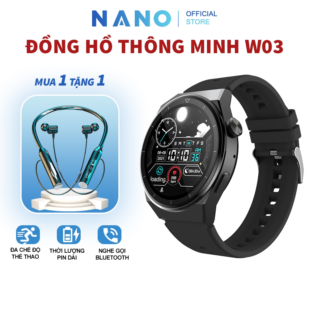 Đồng Hồ Thông Minh W03 Pro, đồng hồ thể thao điện tử theo dõi sức khoẻ ...