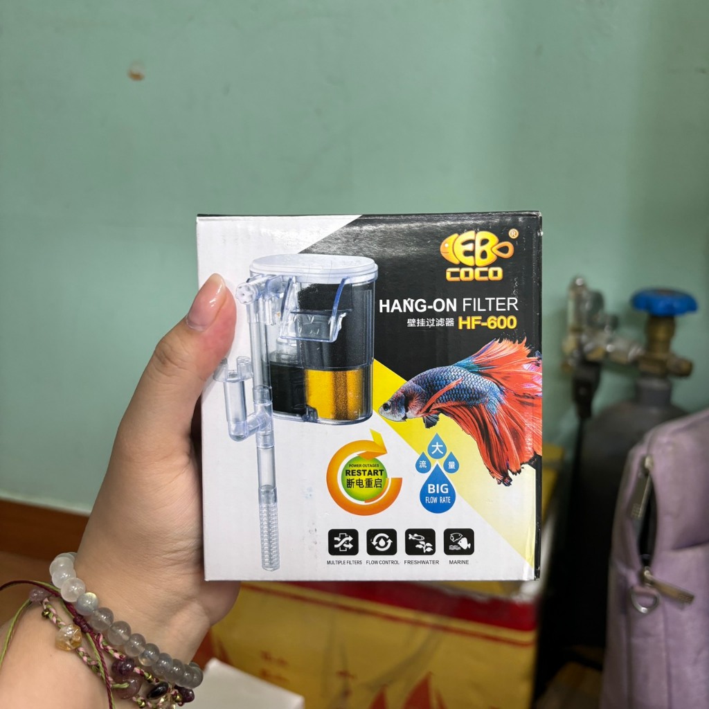 [Tặng kèm vật liệu lọc] Lọc thác COCO HF-600 (Kèm lọc váng) cho bể cá ...