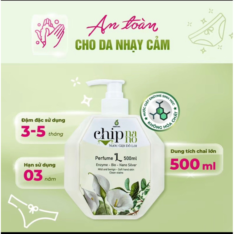 NƯỚC GIẶT ĐỒ LÓT SINH HỌC HƯƠNG NƯỚC HOA PHÁP CHIP NANO 500ML | Shopee Việt Nam