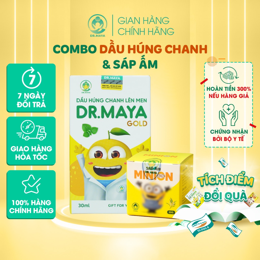 Combo Dầu húng chanh Minion Plus Dr.maya 30ml và Sáp ấm MINION PLus Dr ...
