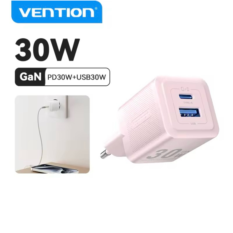 Củ sạc nhanh Vention 30W PD GaN Charge Type C + USB-A with PPS,QD3.0,QC3.0 | Shopee Việt Nam