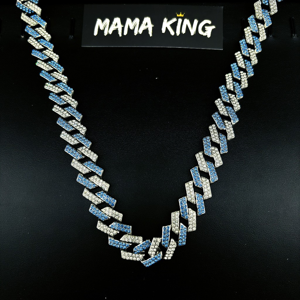 Dây chuyền Hiphop Cuban 15mm Mix Đá Xanh Trắng MAMA KING | Shopee Việt Nam