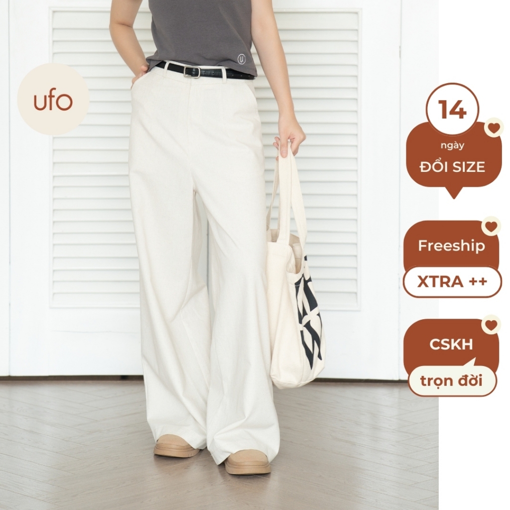 Quần suông ống rộng linen dày không chiết li Leah Pants - ufo.thebasic | Shopee Việt Nam