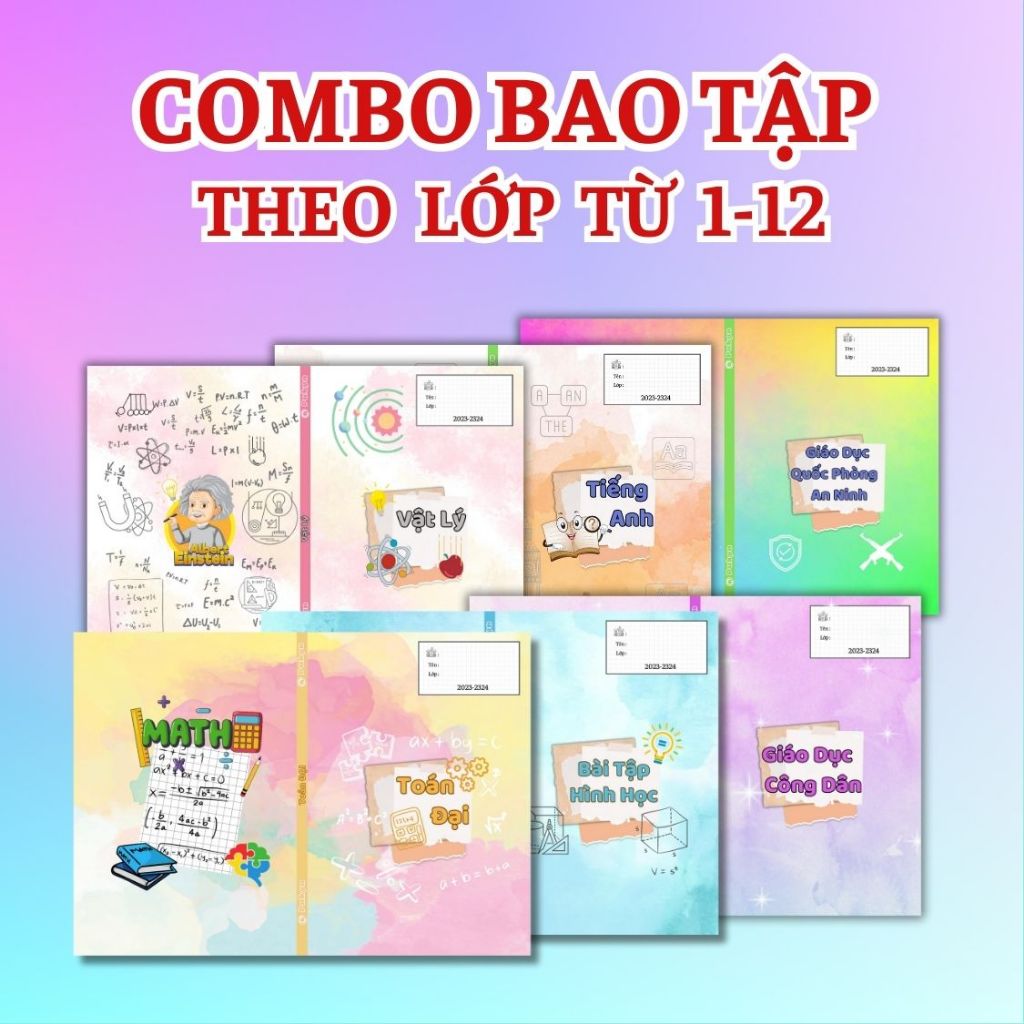 Giấy Bao Tập Bọc Vở Theo Môn Vừa Mọi Loại Vở A5, B5, SGK Combo theo lớp ...