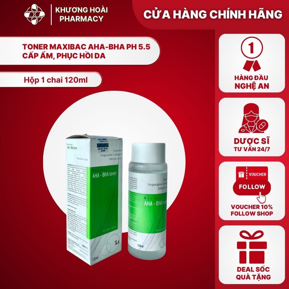 Toner Maxibac AHA-BHA pH 5.5 Cấp Ẩm, Phục Hồi Da, Duy Trì Cân Bằng pH Cho Da | Shopee Việt Nam