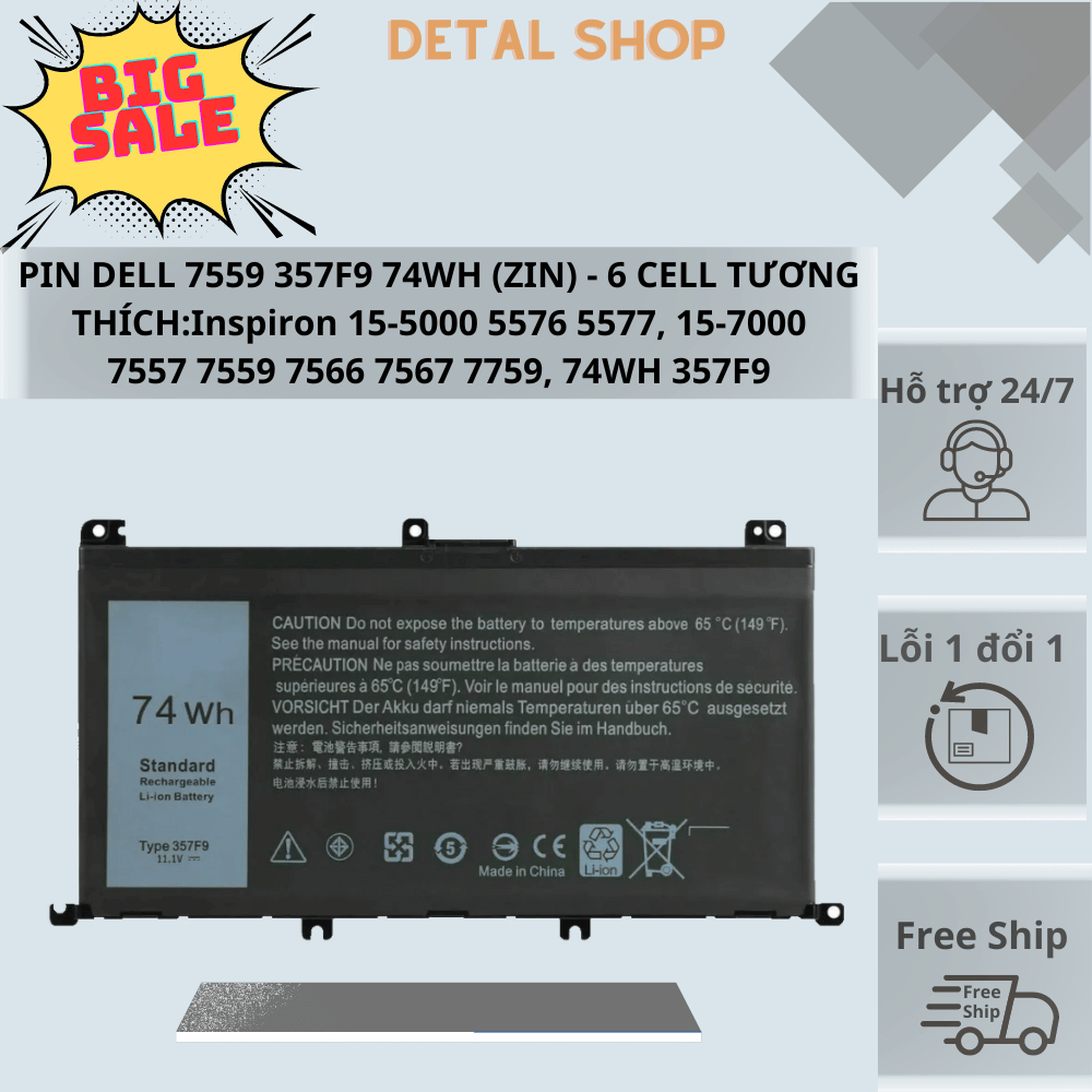 PIN ZIN Dell Inspiron 15 7000 7559 7557 7567 7566 5576 5577 357F9 New ...