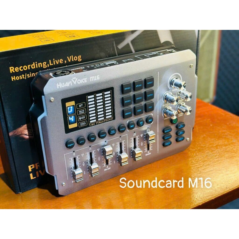 Soundcard M16 vỏ nhôm 9 hiệu ứng âm thanh, thay đổi giọng nói, auto ...
