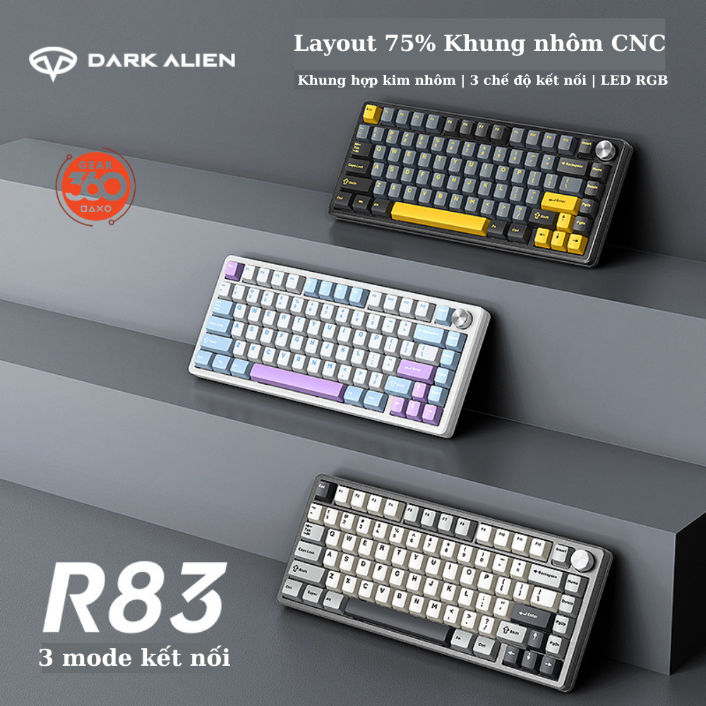 Bàn phím cơ gaming Dark Alien R83- Mạch xuôi Hotswap 5 pin- Led RGB nhiều chế độ- Khung nhôm CNC ...