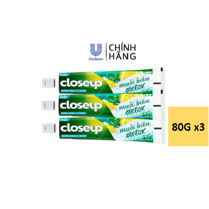 [HB Gift-PC] Combo 3 Kem Đánh Răng Closeup Muối Biển Detox 80g | Shopee Việt Nam