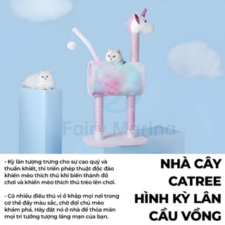 Nhà Cây Catree cho mèo Hình Kỳ Lân Cầu Vồng, Cat tree cào móng bằng gỗ ...