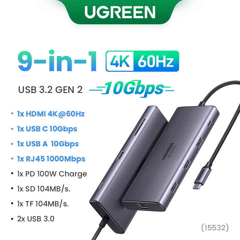 [Tổng hợp] Bộ chuyển đổi Hub Type-C Ugreen 10in1 7in1 6in1 5in1 HDMI 4K USB 3.0 PD100W RJ45 + SD ...