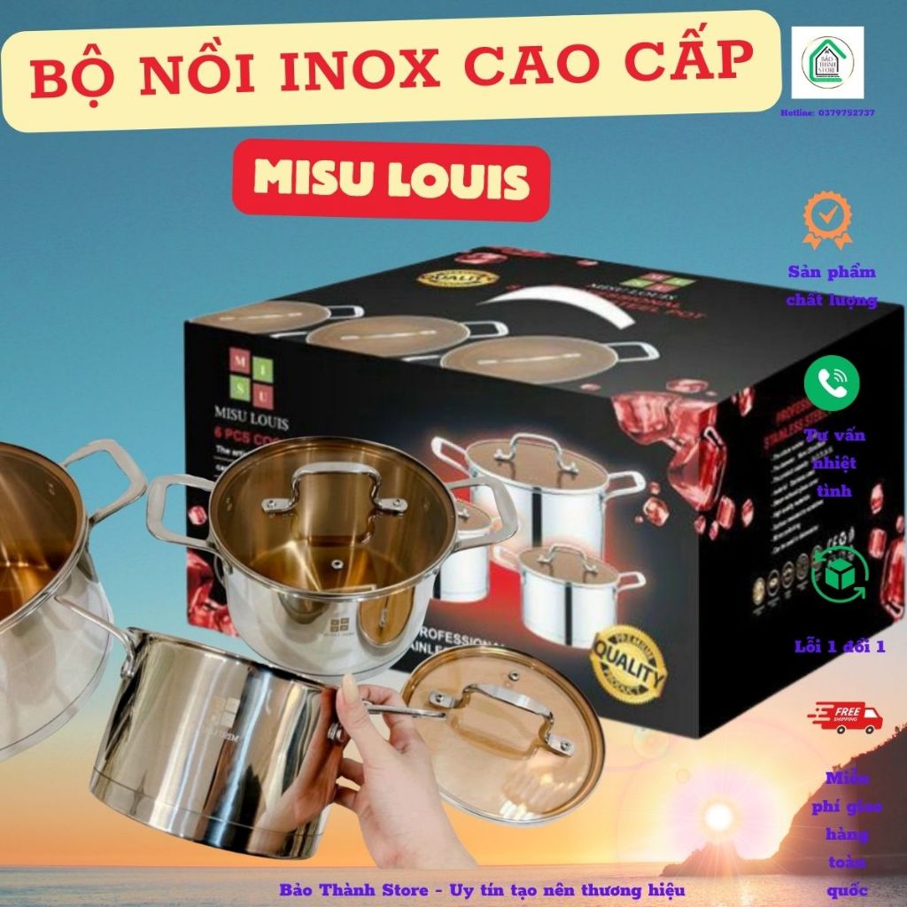 Bộ Nồi Misu 3 Món Inox Cao Cấp MISU LOUIS (MISU ĐEN)Đáy Liền Nguyên ...