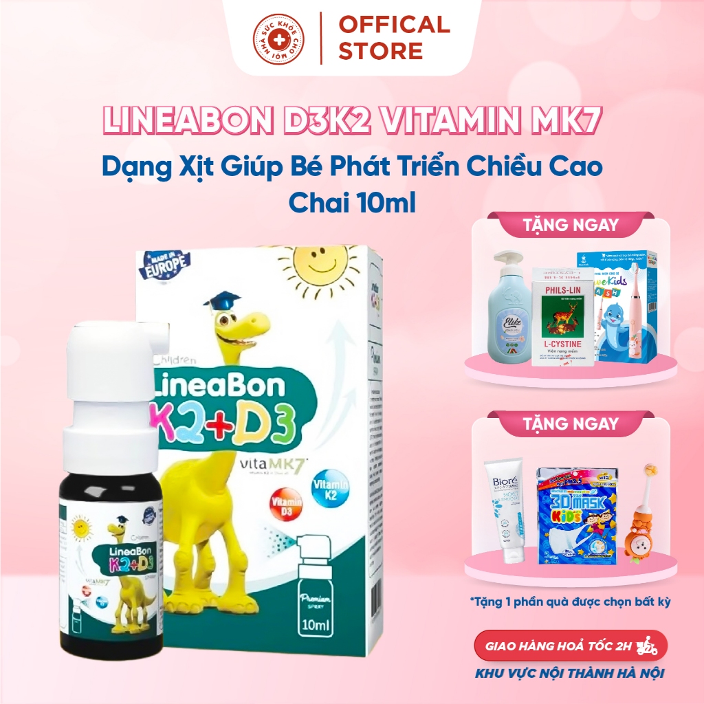 Lineabon D3K2 vitamin MK7 màu xanh dạng xịt tiện lợi hỗ trợ bổ sung ...