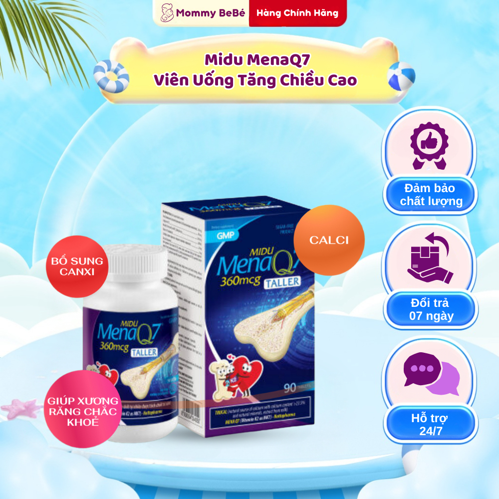 Viên uống tăng chiều cao Midu MenaQ7 360mcg hỗ trợ chắc khỏe xương và ...