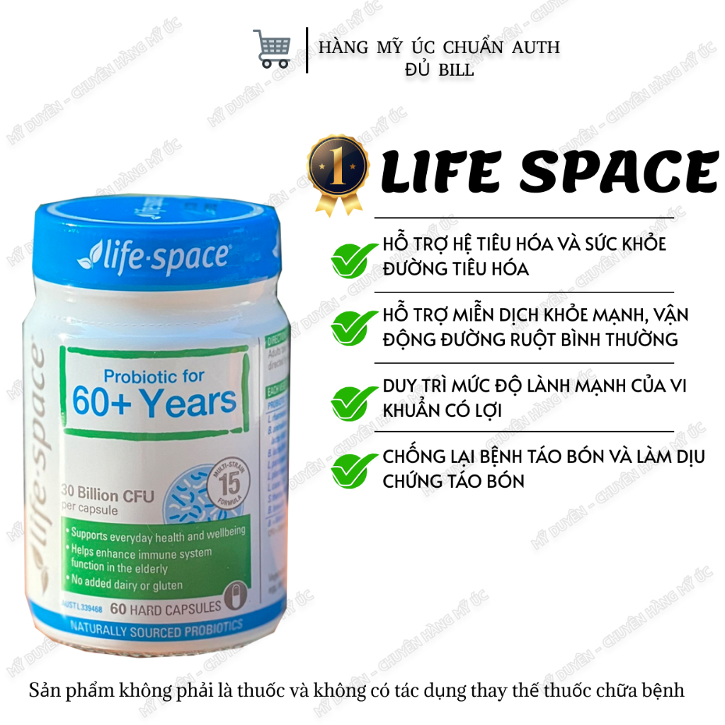 Viên uống Men vi sinh Life Space Probiotic for 60+ Years 60 viên ...