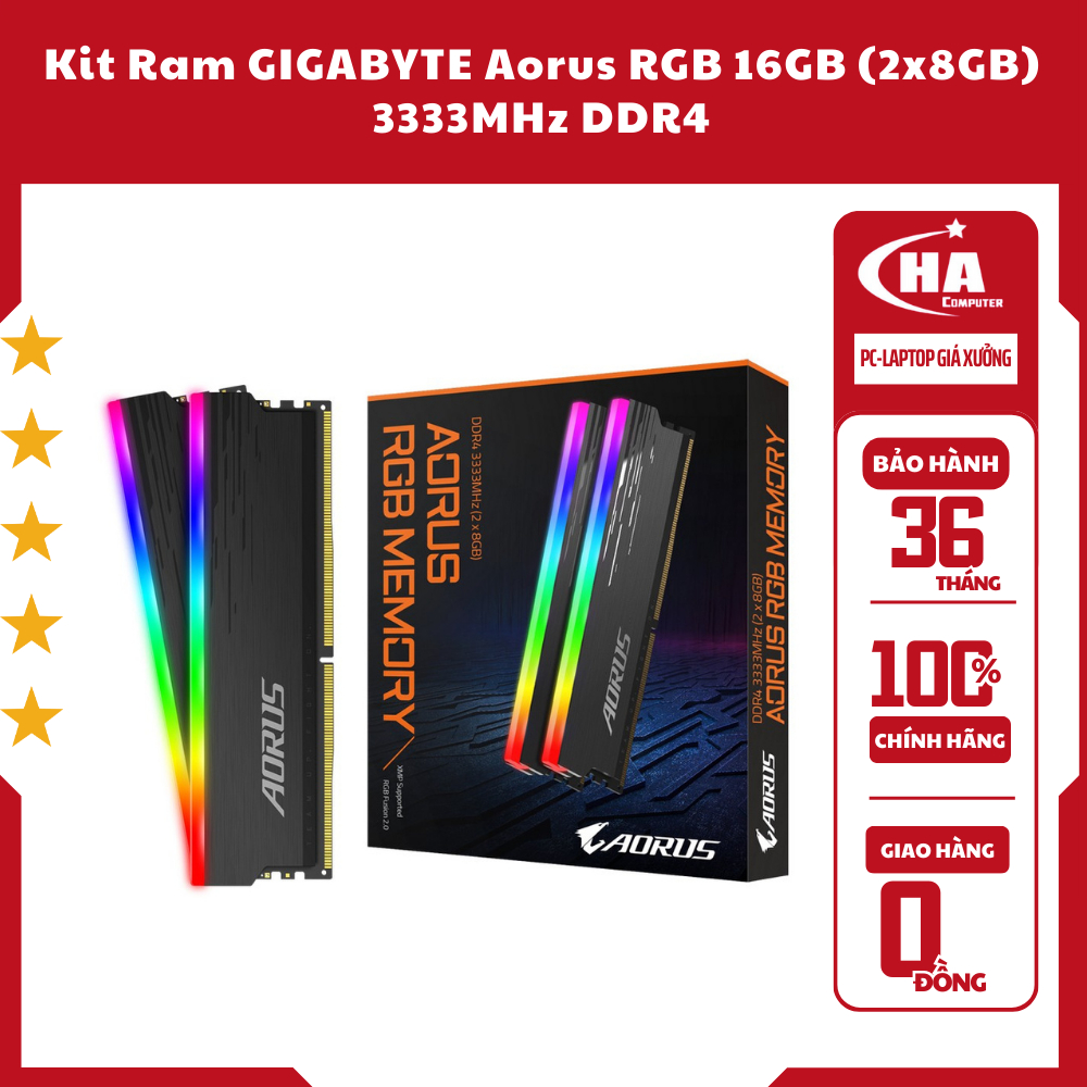 Kit Ram GIGABYTE Aorus RGB 16GB (2x8GB) 3333MHz DDR4 - Bảo Hành 36 ...