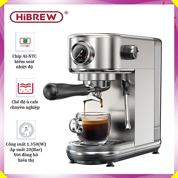 Máy pha cà phê bán tự động Espresso, Cappuccino, Latte thương hiệu HiBREW H10B - Hàng Nhập Khẩu ...