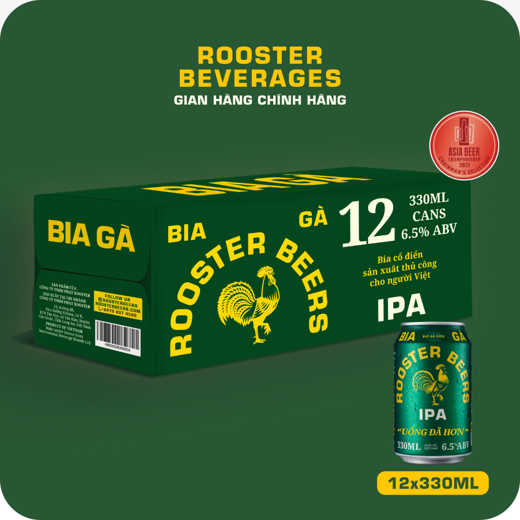 Bia thủ công | Rooster Beers IPA (Bia Gà IPA) Thùng 12 Lon x 330ml ...
