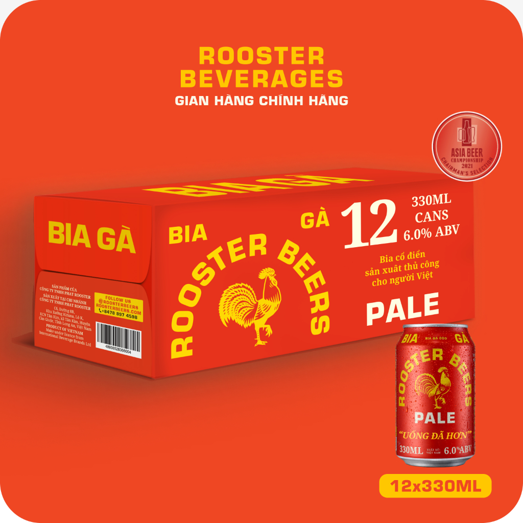Bia thủ công - Rooster Beers Pale (Bia Gà Pale) Thùng 12 Lon x 330ml ...