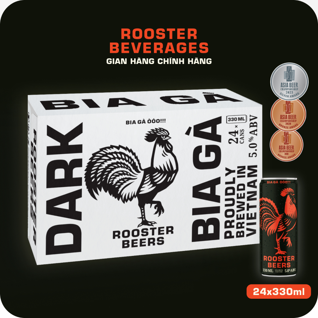 Bia thủ công - Rooster Beers (Bia Gà) Dark Thùng 24 Lon Sleek x 330ml ...