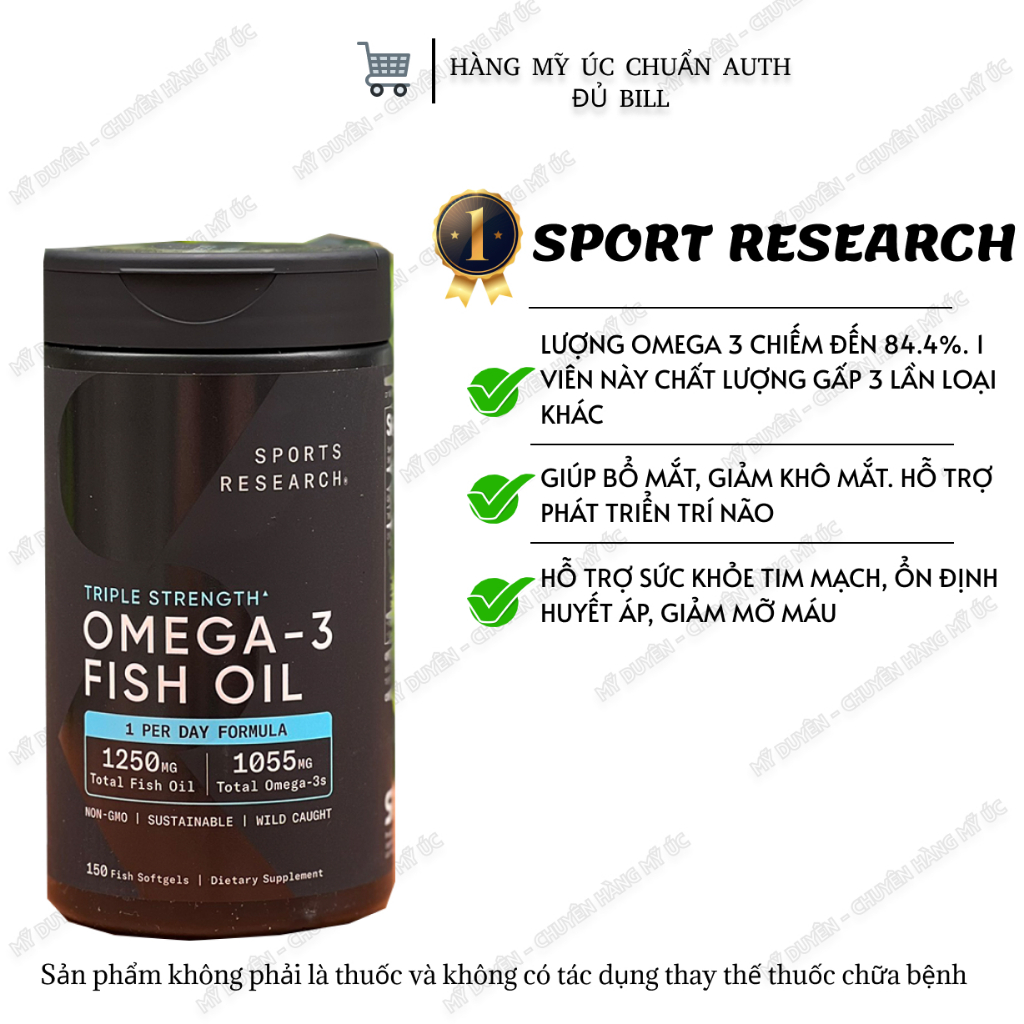 Viên uống bổ sung Omega 3 Fish Oil chất lượng Sports Research SR Omega ...