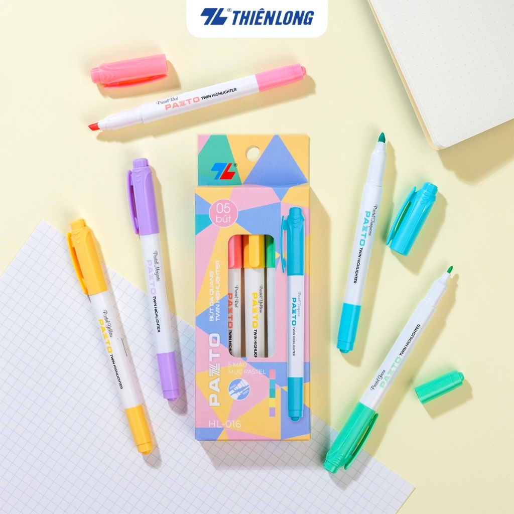 Combo 5 Bút dạ quang Pastel Thiên Long Pazto HL-016 - Bút highlight ...