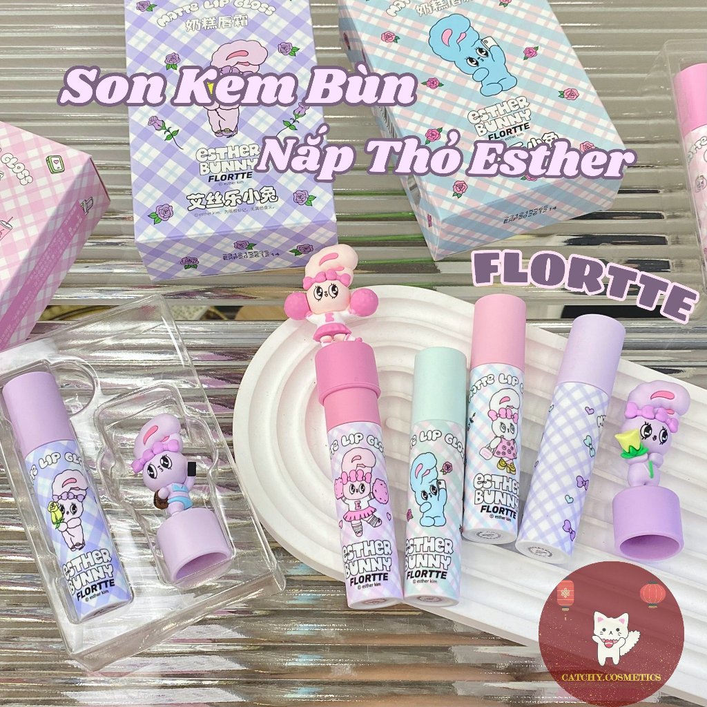 [FLORTTE] Son Kem Bùn Flortte Thỏ Esther Kèm Nắp Thỏ Silicon Trang Trí Đáng Yêu Esther Bunny ...