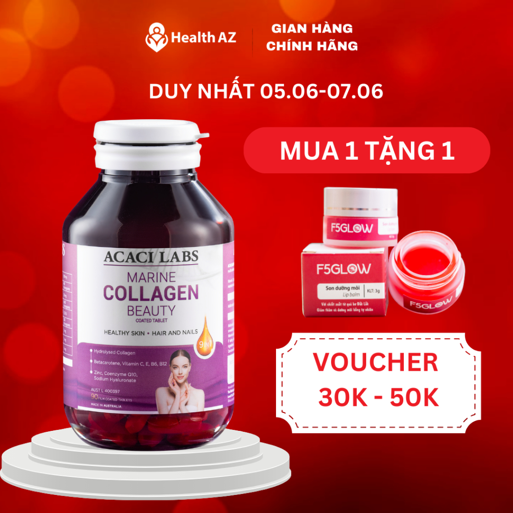 Viên Uống Đẹp Da Marine Collagen Beauty ACACI LABS Hỗ Trợ Da Móng Tóc ...