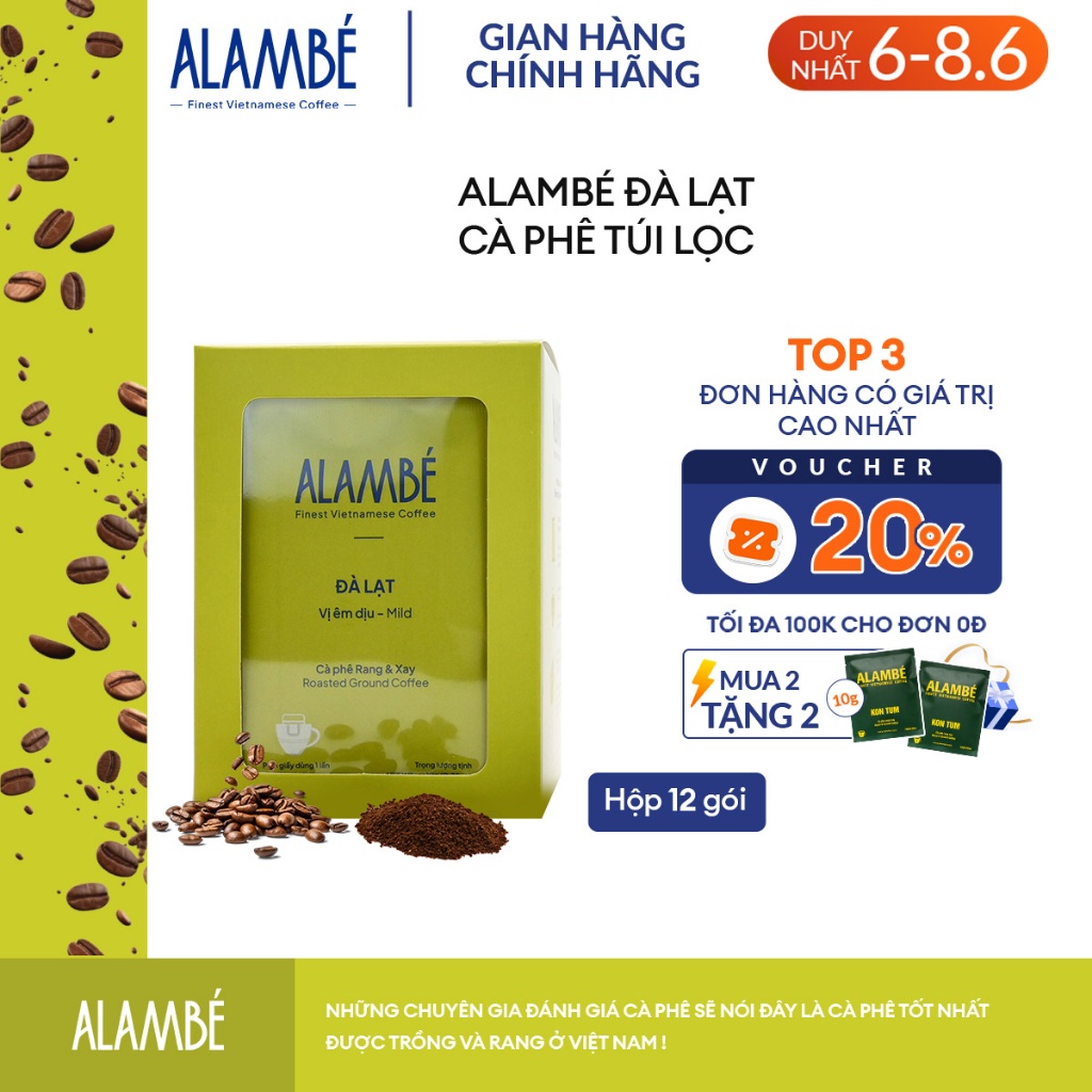 ALAMBÉ Đà Lạt - Cà phê phin giấy/ túi lọc Arabica Bourbon, vị chua ngọt ...