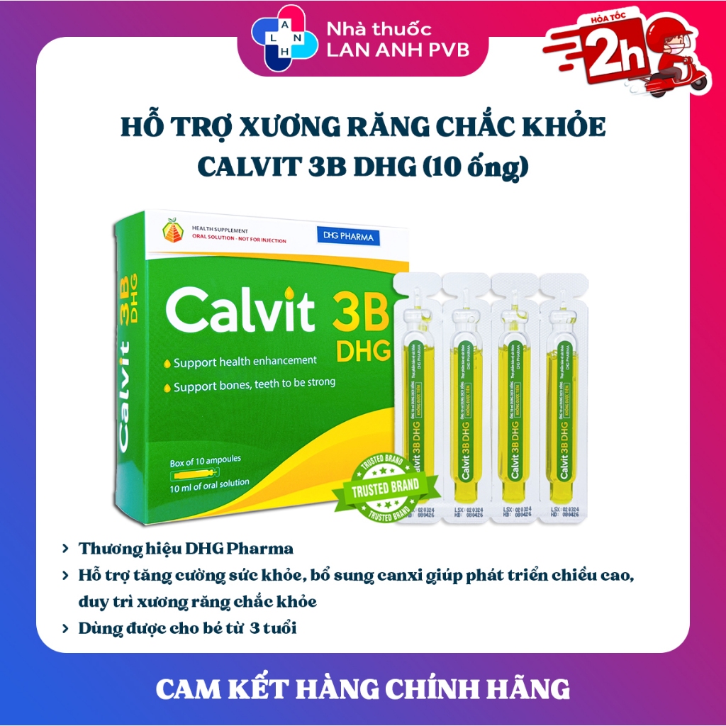 CALVIT 3B DHG (10 ống) - Thực phẩm bổ sung calci giúp xương răng chắc ...