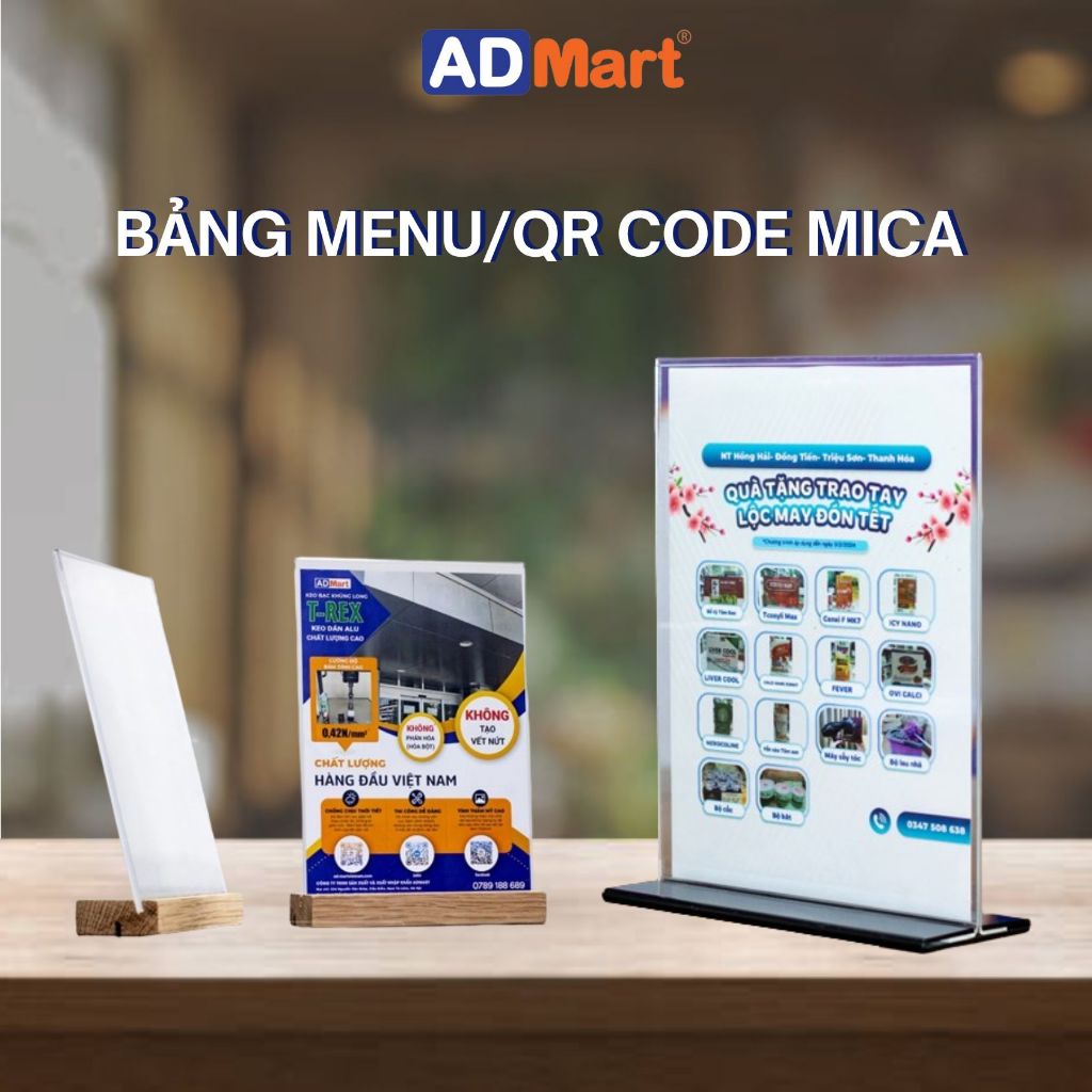 Bảng menu QR mica | Menu mica để bàn | Bảng QR & bảng menu mica nhiều ...