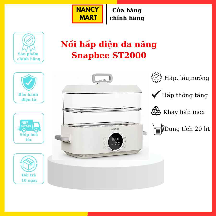 Nồi hấp điện đa năng Snapbee ST2000-2 tầng-thể tích 20 lít-hấp-xào- lẩu ...