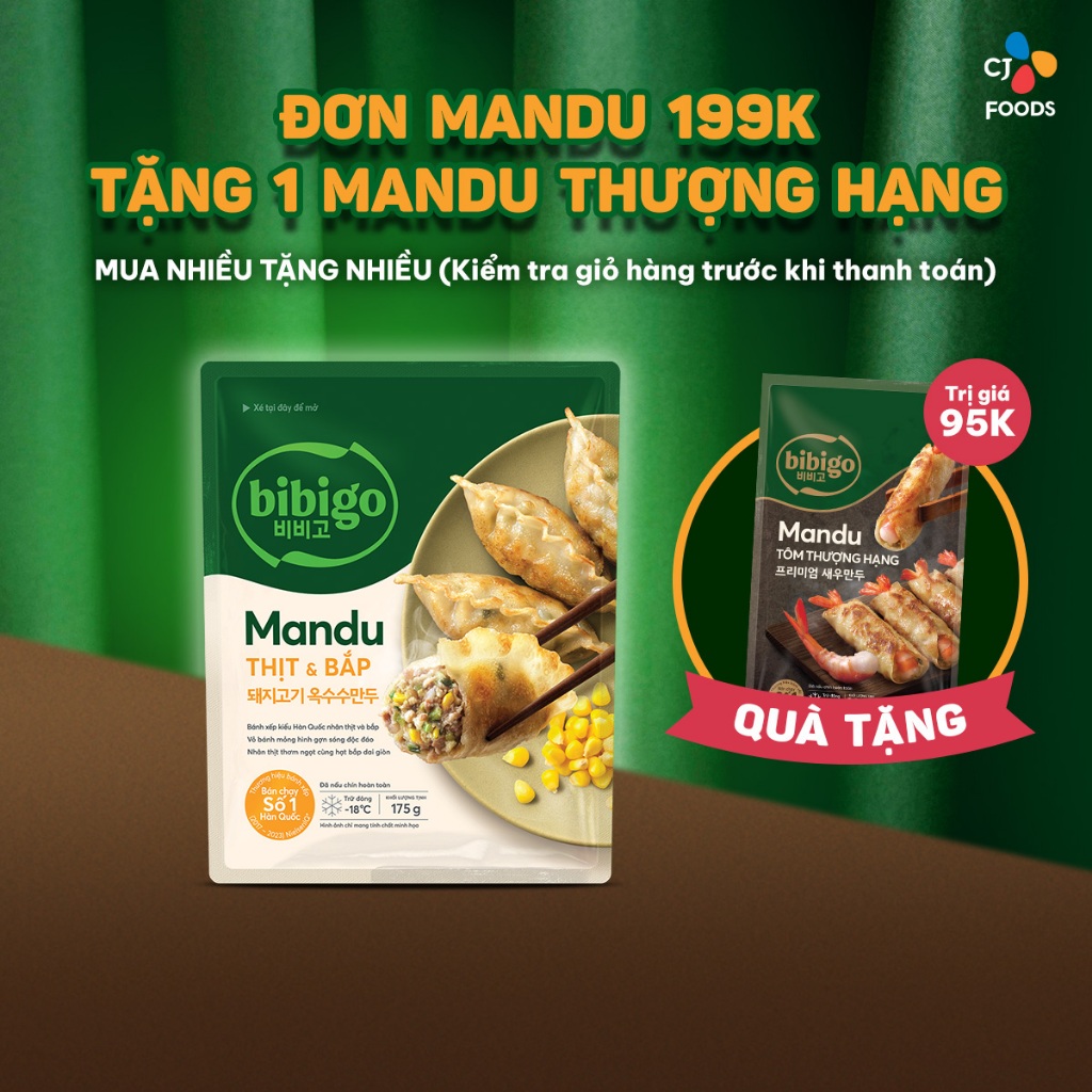 [Đơn Mandu 199k tặng 1gói Mandu 95k] Bánh xếp Mandu Hàn Quốc Bibigo ...
