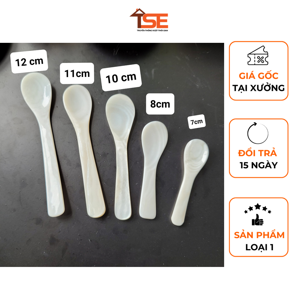(có bán lẻ) thìa trai trơn, thìa cafe, thìa vỏ trai trắng 7-12cm ...
