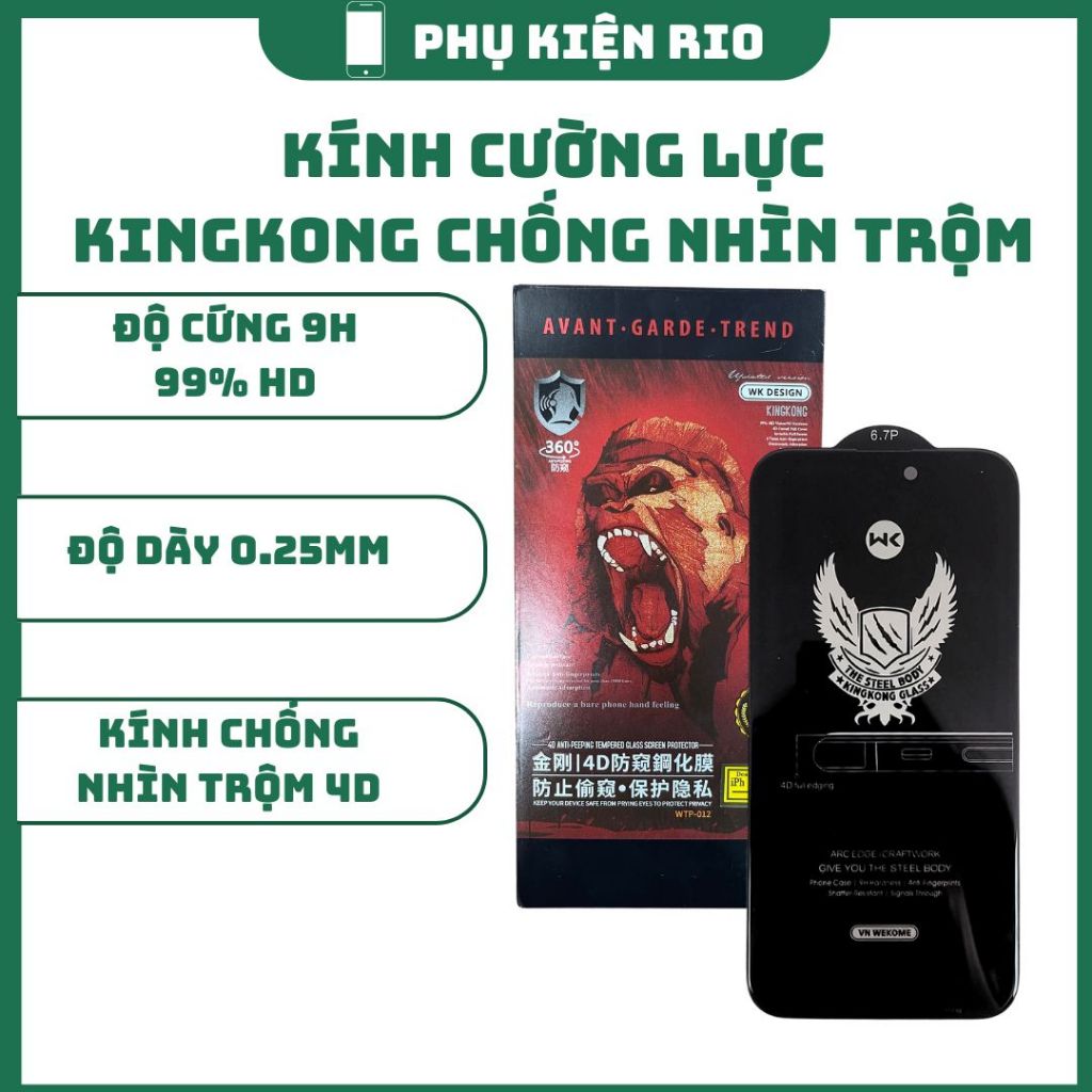 Kính Cường Lực KINGKONG Chống Nhìn Trộm Cho xsmax, 11prm, 12prm,13prm ...
