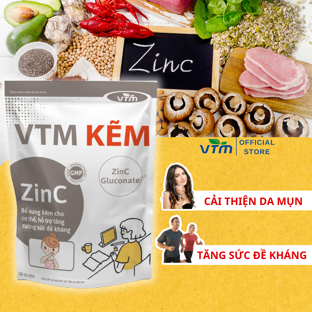 Viên uống VTM bổ sung Kẽm, Vitamin C, Vitatmin E, Glutathione, Collagen ...