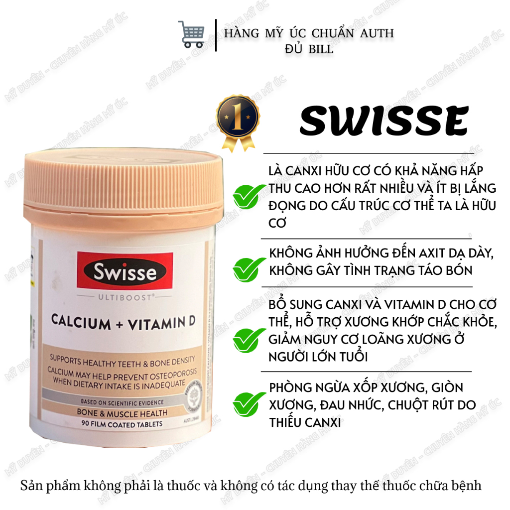 Viên uống bổ sung Canxi Calcium + vitamin D Swisse 90 viên của Úc | Shopee Việt Nam