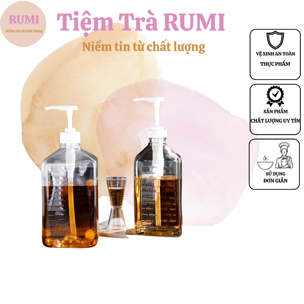 Bình đựng siro bằng nhựa thủy tinh có vòi pump định lượng 10ml 1 lần bơm - TIỆM TRÀ RUMI ...