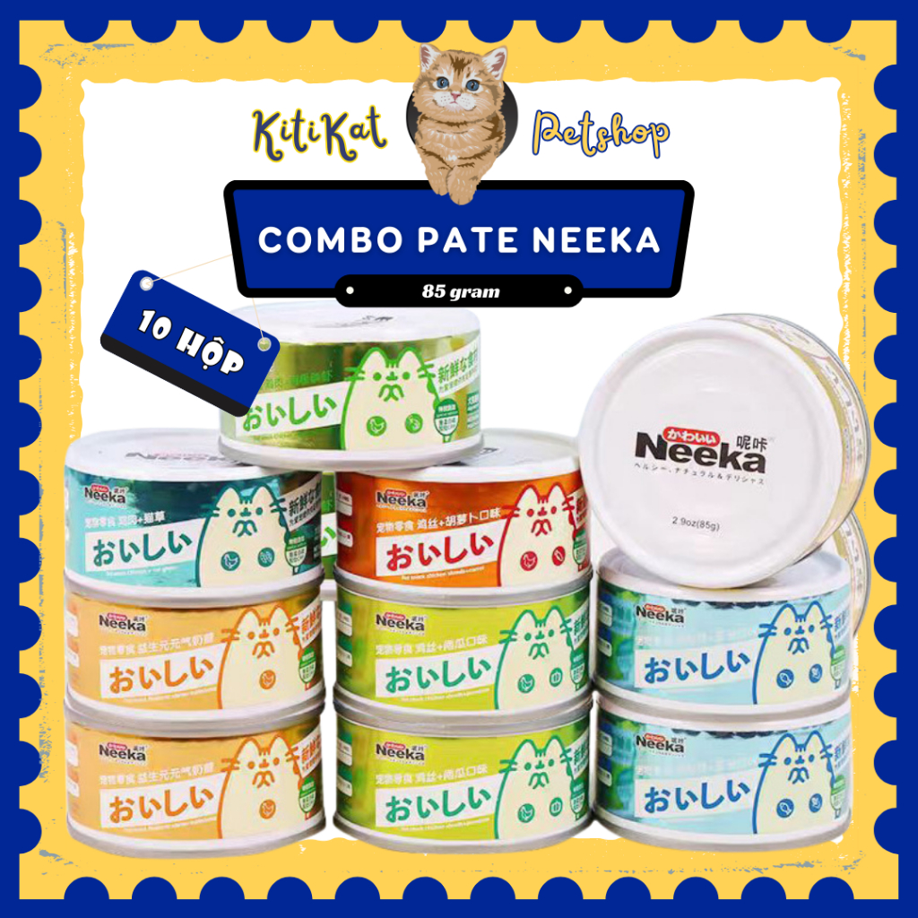 [COMBO 10 LON] Pate mèo Neeka lon 85g dạng sốt thịt, Pate Neeka cho mèo ...