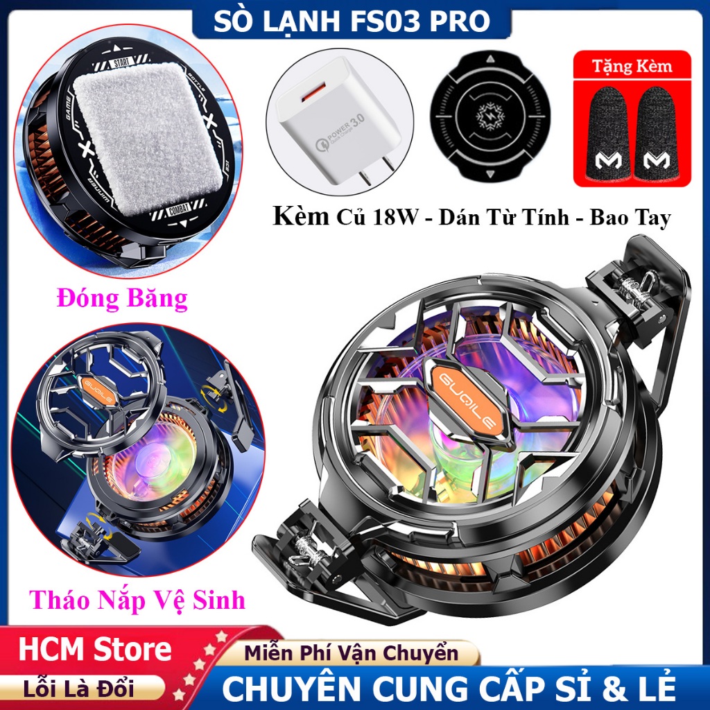 Sò Lạnh FS03 PRO 2024 - Quạt Tản Nhiệt Cho Điện Thoại, Máy Tính Bảng, Công Suất 15W, LED RGB ...