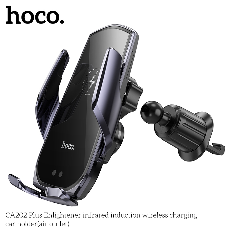 Giá đỡ điện thoại sạc không dây Hoco CA202 Plus cài cửa gió Ô tô, sạc nhanh max 15W, để máy từ 4 ...