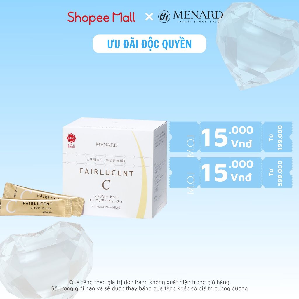 Siêu thực phẩm Menard Fairlucent C chống oxy hóa và hỗ trợ làm đẹp da ( hộp 60 gói x 1,6 gr ...